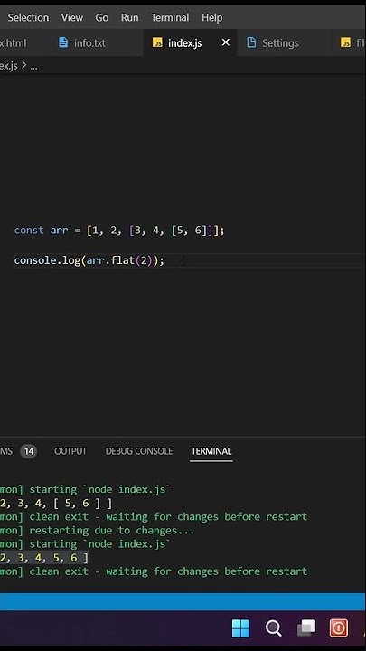 flat( ) nested array method in #javascript #shorts - YouTube