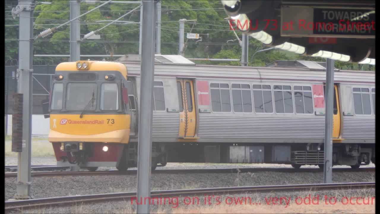 Queensland Rail EMU 73 at Roma Street - YouTube