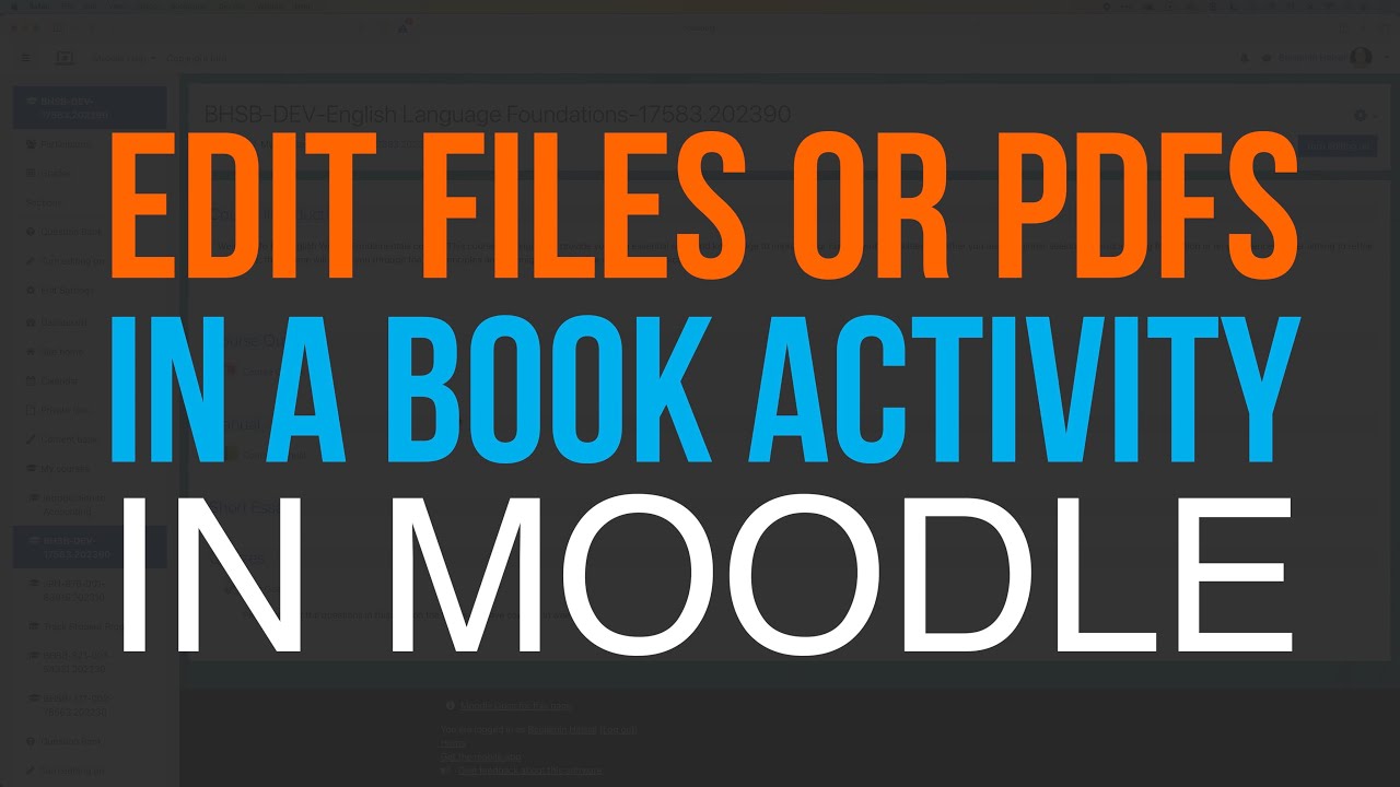Add and Edit Files in Book Activity in Moodle (e.g. PDF or Word) - YouTube