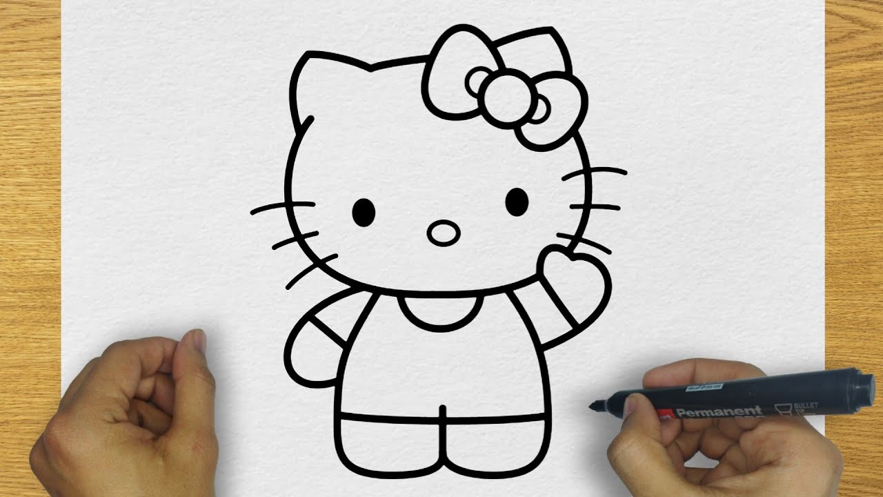 HOW TO DRAW HELLO KITTY STEP BY STEP | DRAWING HELLO KITTY EASY - YouTube