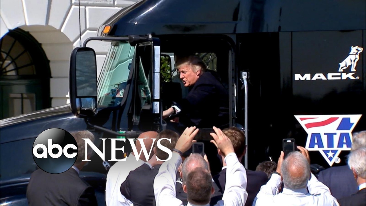 Donald Trump shows off his trucking skills - YouTube