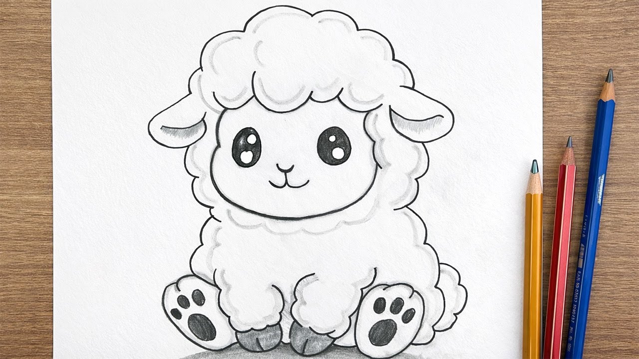 Wie zeichnet man ein Schaf - Schaf zeichnen - Tiere zeichnen für ...