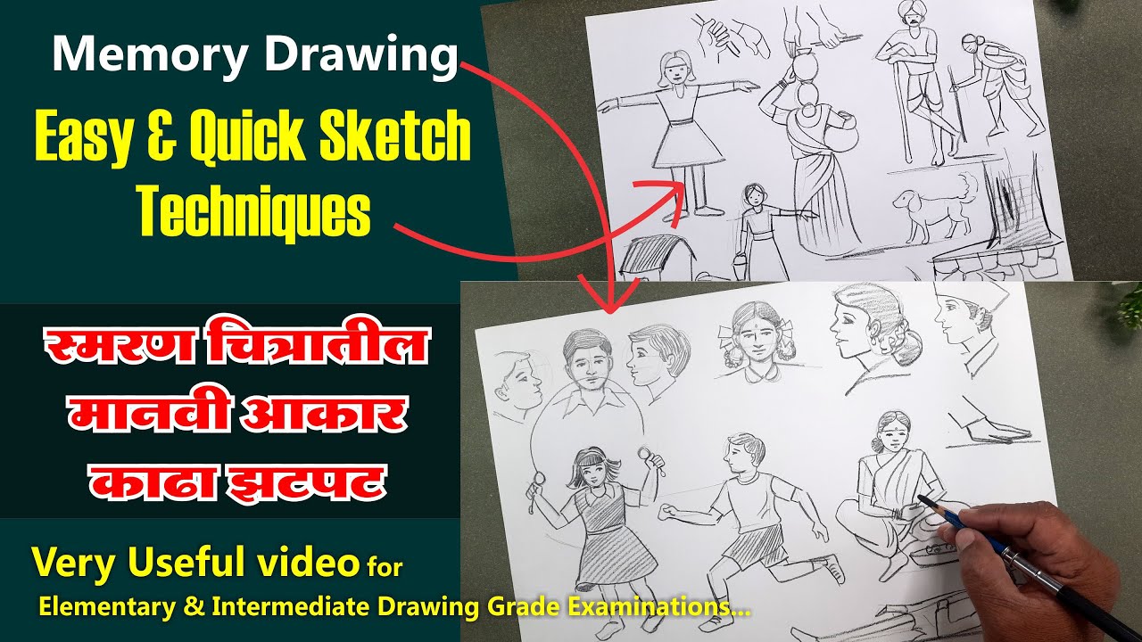 How to Draw Human Figures in Different Pose, स्मरण चित्रातील मानवी आकार ...