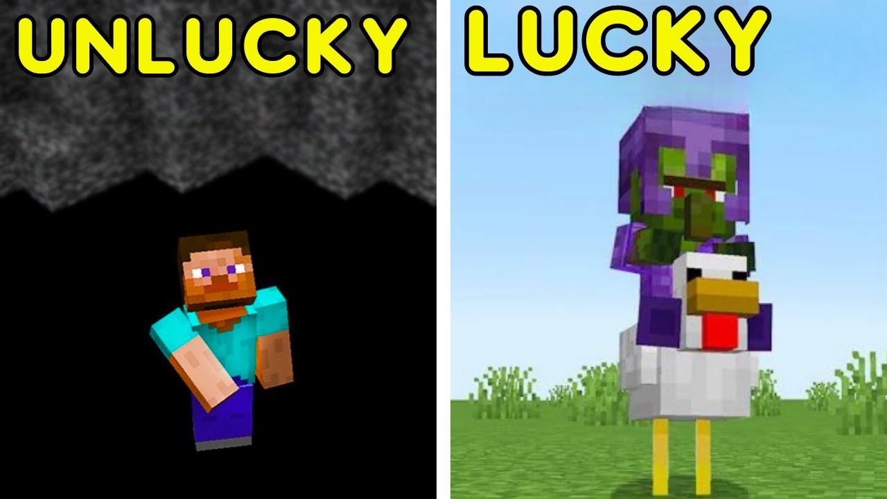 Unlucky VS Luckiest Moments in Minecraft - YouTube