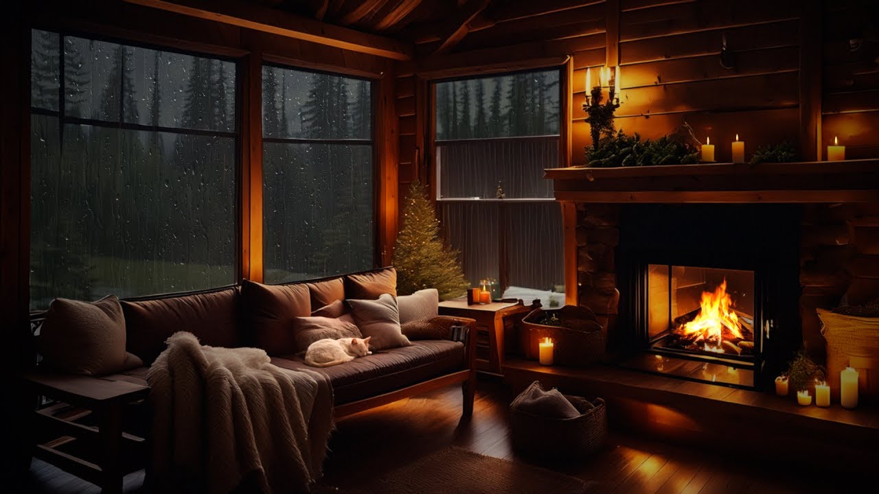 Tranquil Cozy Cabin: Rain & Fireplace Ambience for Ultimate Relaxation ...