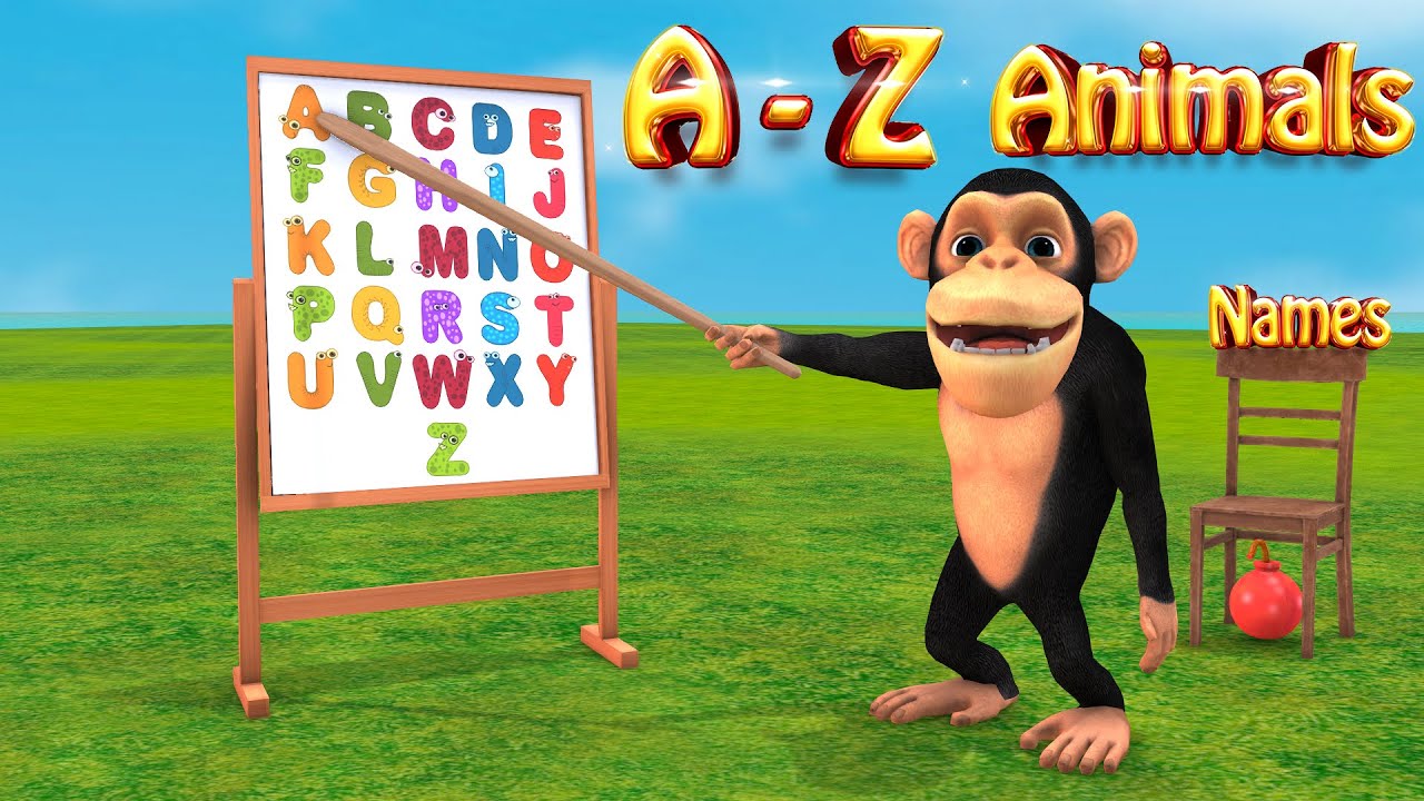 Funny Monkey Educating Alphabets A - Z Animals Names | Learn Animals ...