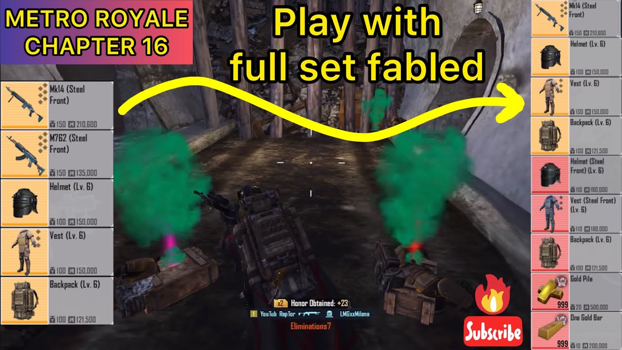 Metro Royale play with full set fabled in map 5 / HARD FIGHT / BIG LOOT ...