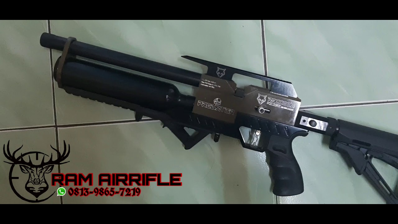 Senapan Angin PCP Predator Bocap RACCOON Tabung 220cc Popor lipat - YouTube
