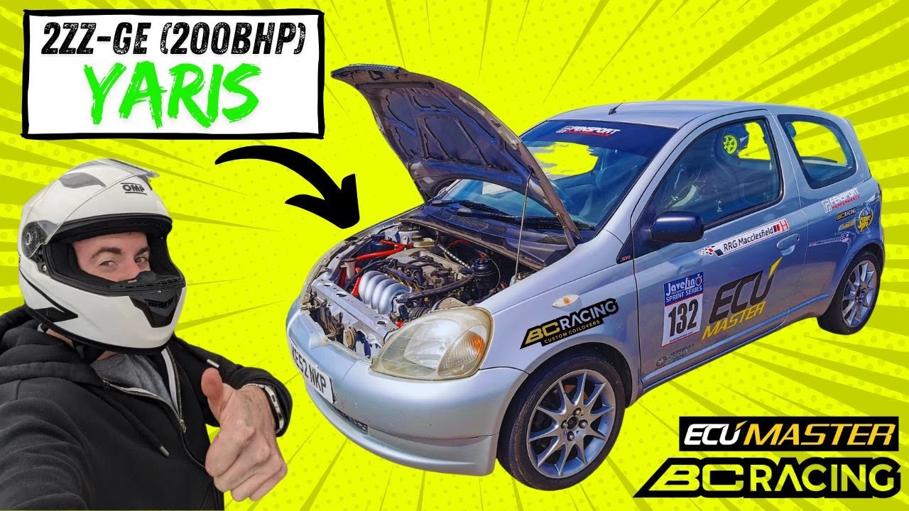 Track action in the Toyota Yaris 2ZZGE engine swap in action - YouTube