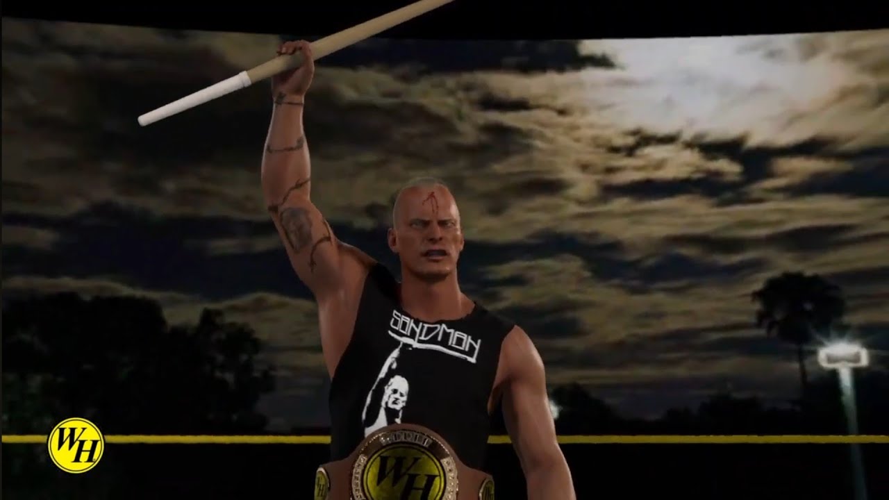 The Sandman vs Baston Booger WaffleHouse match. WWE 2K24 - YouTube