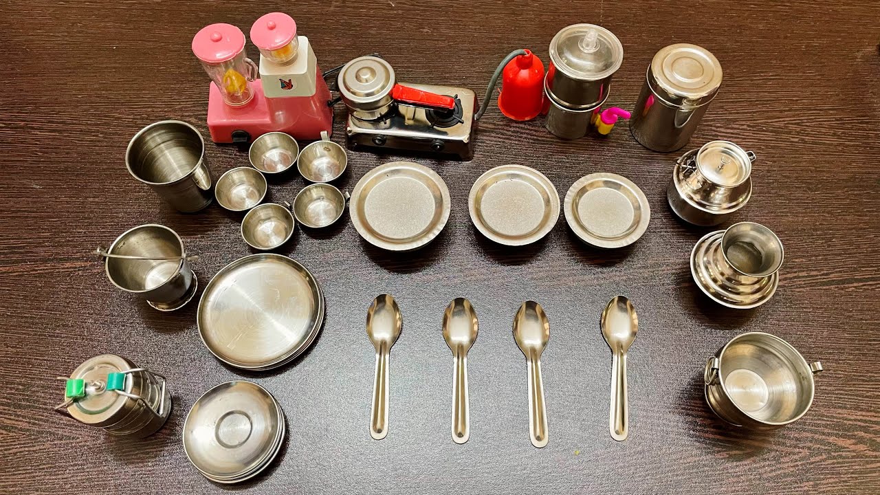 Miniature unboxing Amazing Steel Kitchen Set | Miniature Kitchen Set ...
