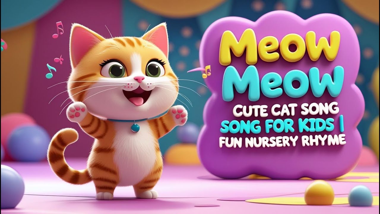 Meow Meow Cute Cat Song for Kids Fun Nursery Rhyme | #CatSongForKids # ...