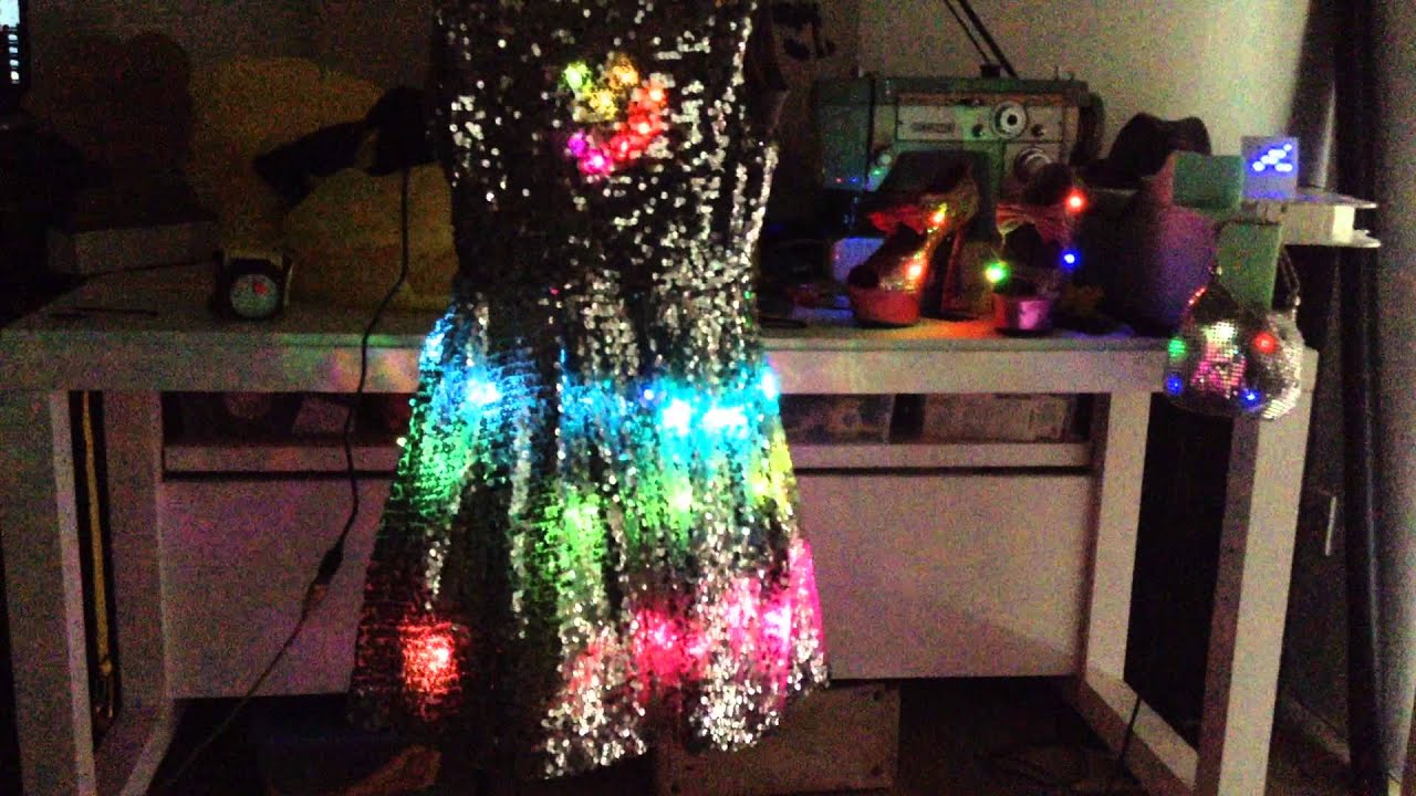 Neopixel'd Dress & LED Sequins'd Shoes and Purse! - YouTube
