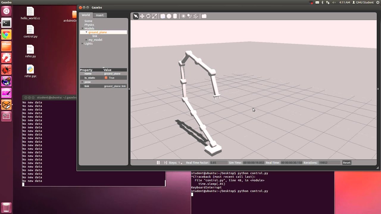 9DOF robotic arm in gazebo - YouTube