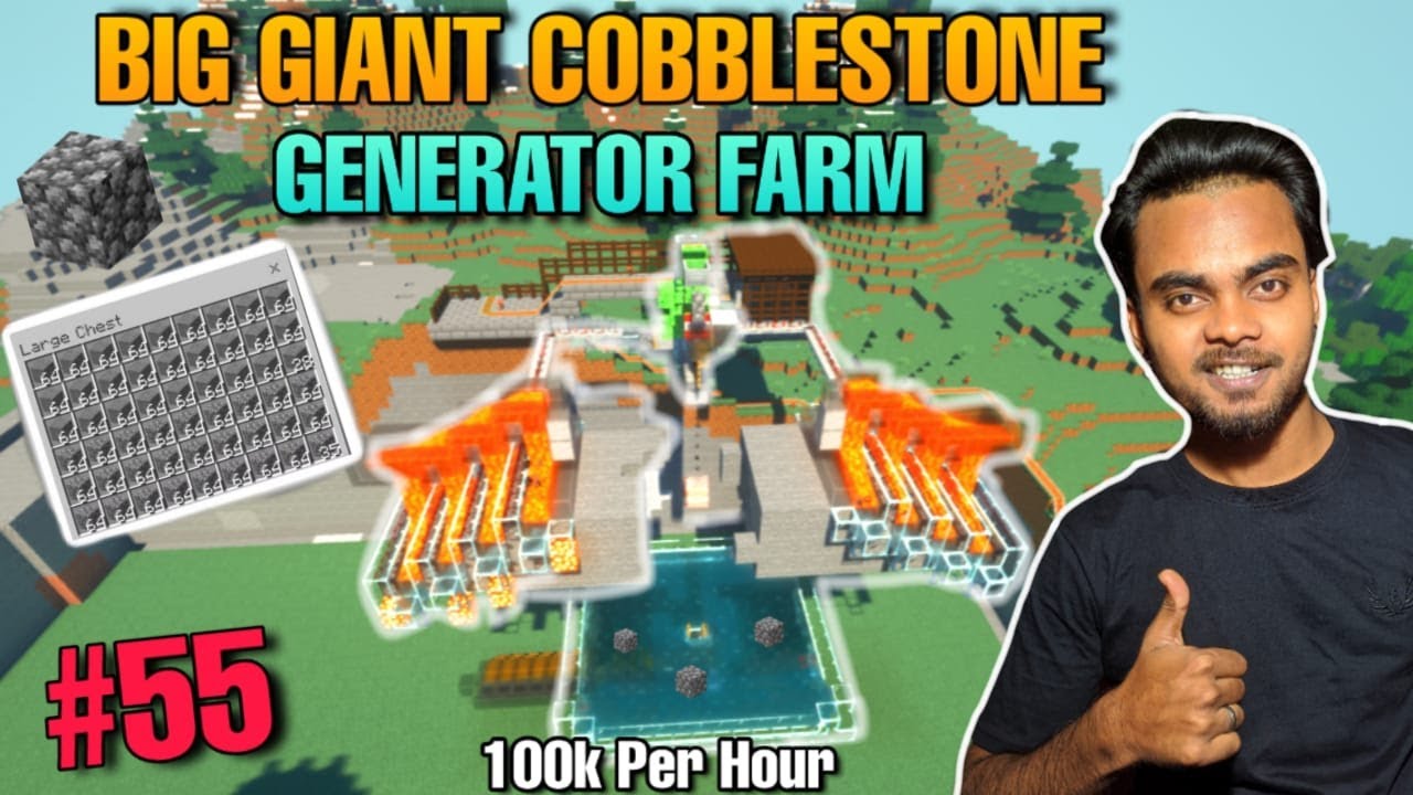 I MADE BIG GIANT COBBLESTONE GENERATOR FARM IN MINECRAFT | SURVIVAL ...