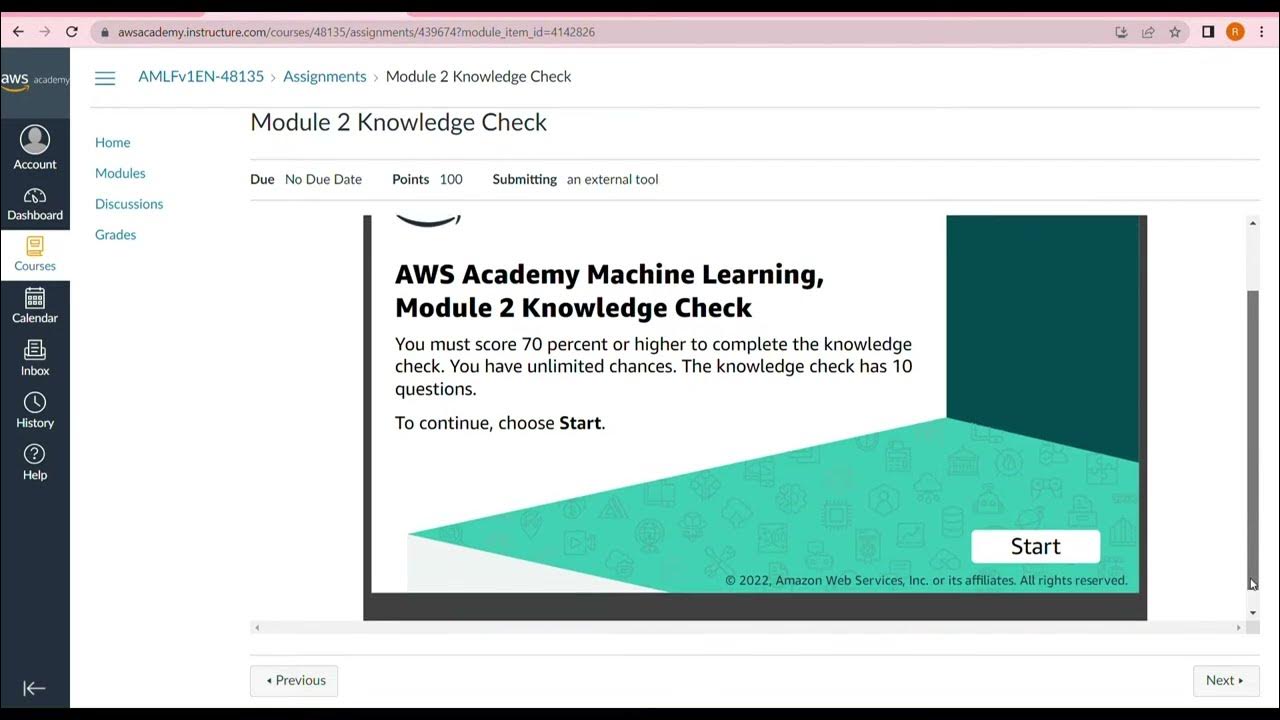 AWS Academy Machine Learning - Module 2 knowledge Check - YouTube