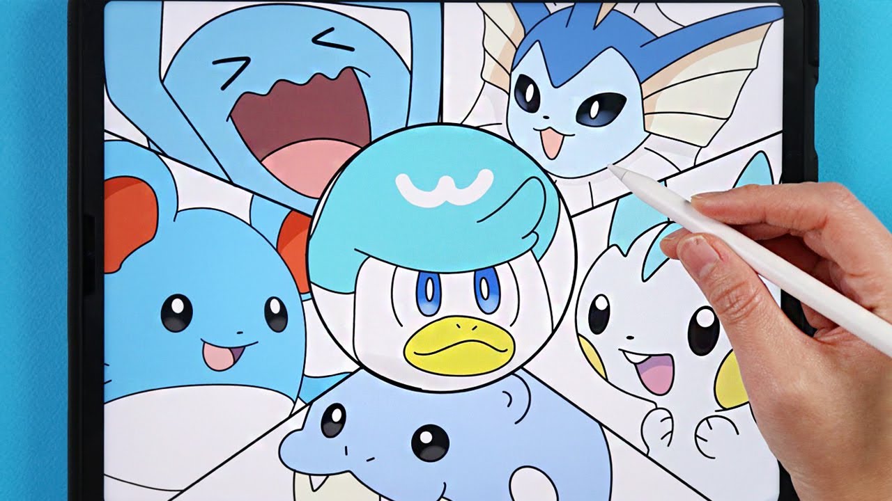 How To Draw pokemon - Blue Pokémon / easy drawing , coloring ...