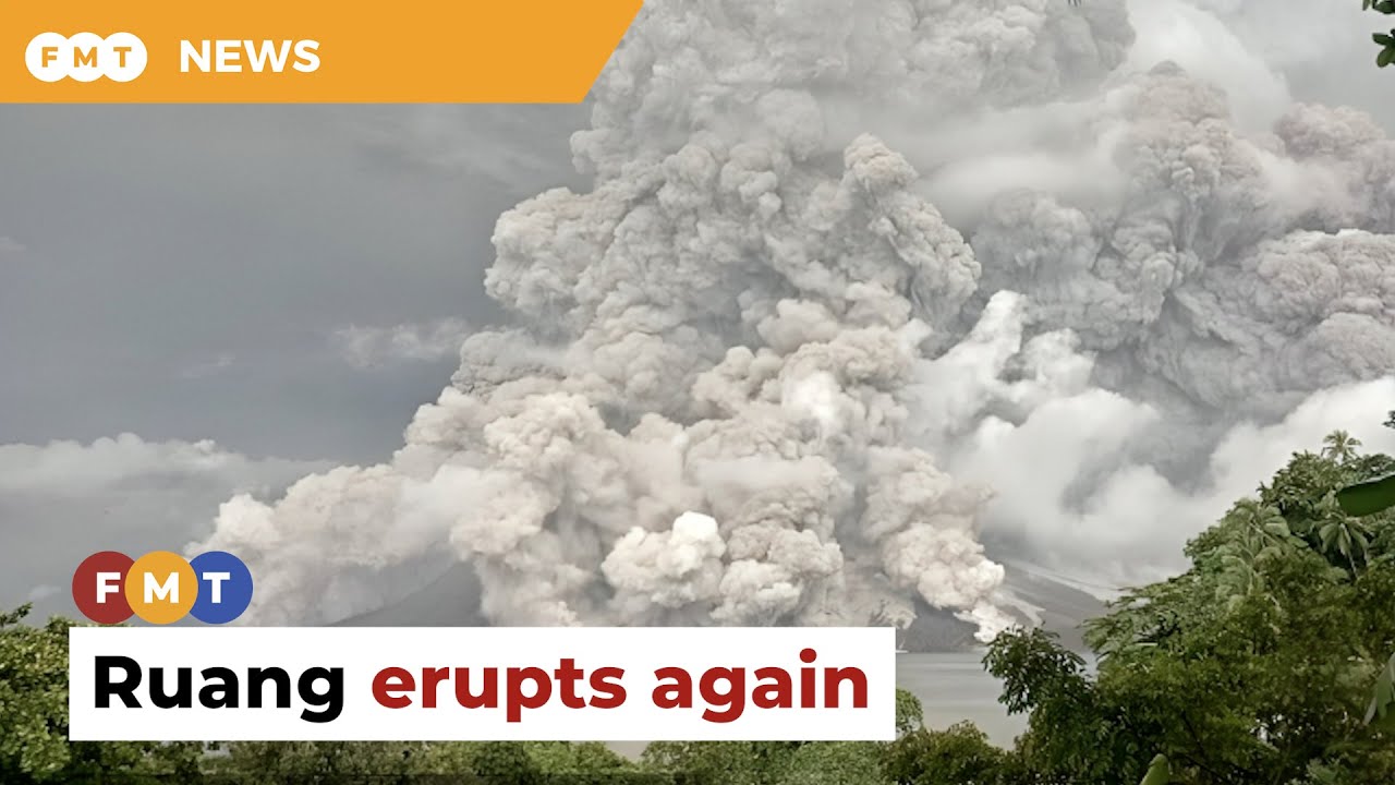 Indonesia’s Ruang volcano erupts again, alert status at highest - YouTube