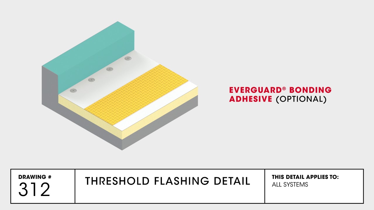 Threshold Flashing Detail | TPO Commercial Roofing | GAF Drawing 312 ...