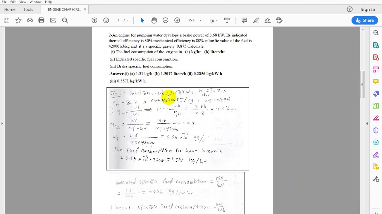 tutorial of engine power and efficiencies calculation 3 (ice engine ...