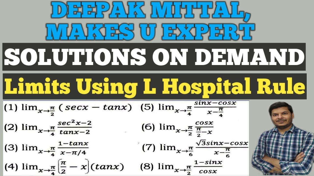 LIMITS, Part-3, Using L-Hospital Rule - YouTube