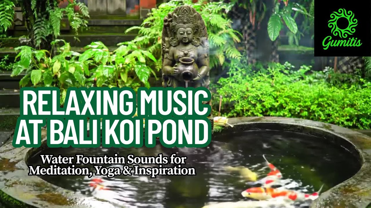 Relaxing Music at Bali Koi Pond | Water Fountain Sounds for Meditation ...