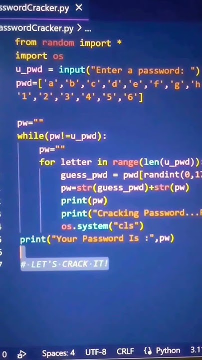 password cracker using python #youtubeshorts #shorts #cracking - YouTube