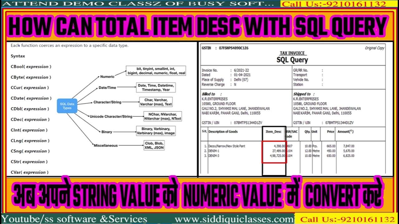#07|HOW CAN TOTAL ITEM DESC VALUE WITH SQL QUERY|ADVANCE CONFIGURATION ...