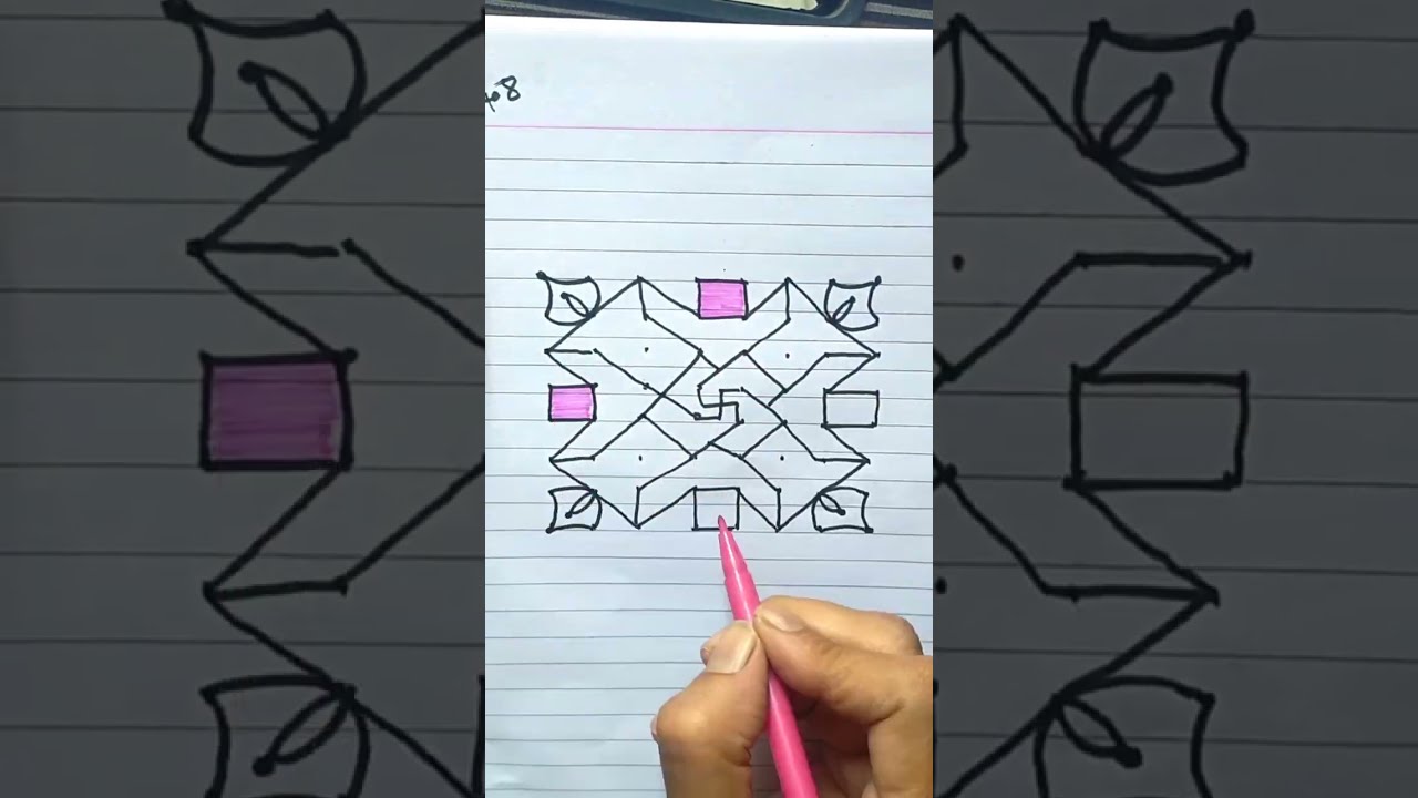 Simple Sikku Kolam Easy To Draw 8x8 Dots #shorts - YouTube