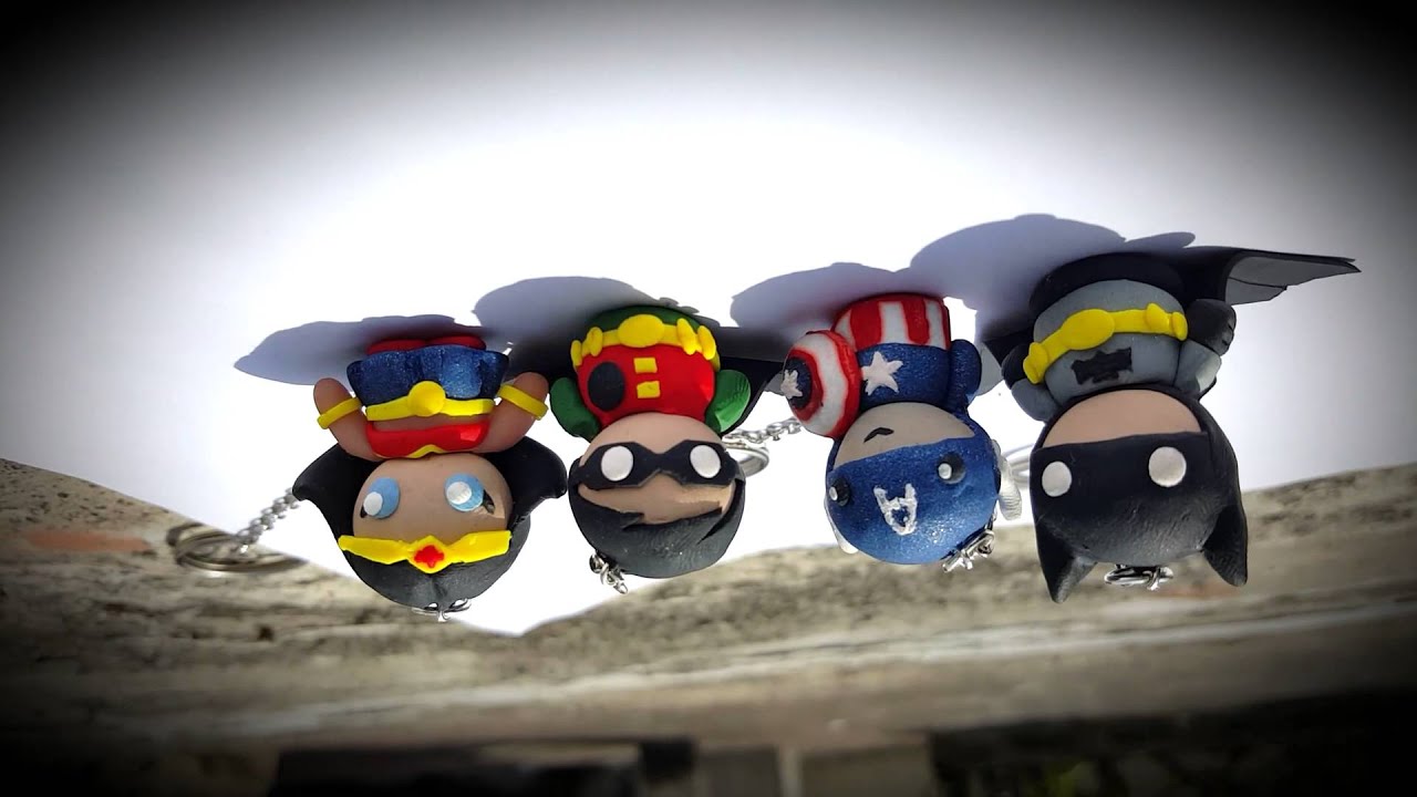 WORK REVIEW - Superheros Chibi - Polymer clay - Keychain - YouTube