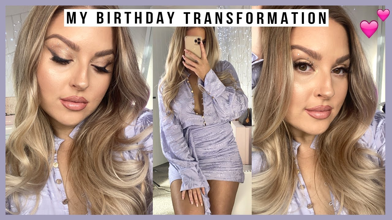 my BIRTHDAY transformation! 🎂 hair, makeup & outfit! 🔥 2020 - YouTube