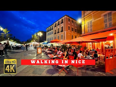 NICE, FRANCE Night Walking Around the Old Town. Walking Nice, France ...