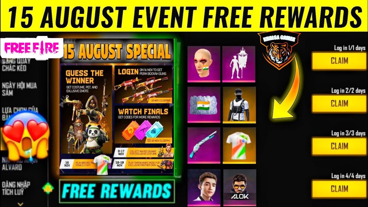 free fire independence day event 2021 ! free fire new event 15 august ...