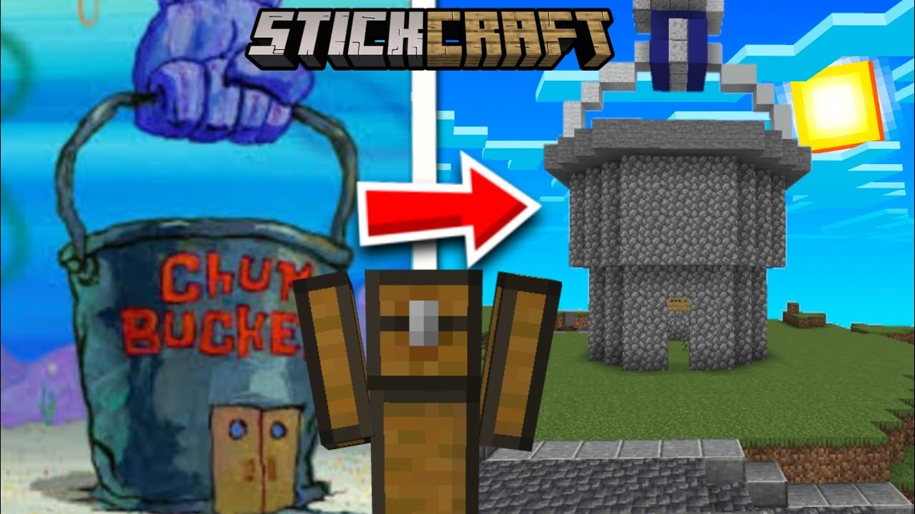 eu fiz o balde de lixo do plâncton em dentro do Minecraft (stick craft ...