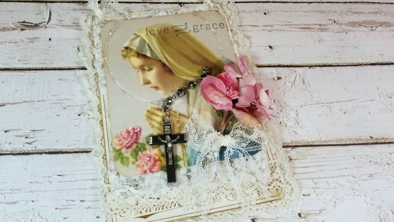 Altered Vintage Cabinet card Blessed Mother Crafting project. Follow ...