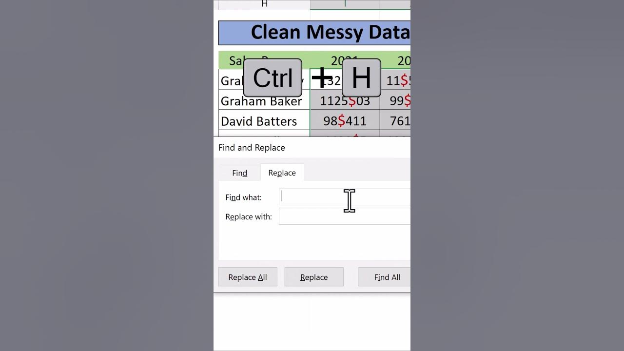 Clean Messy Data Part 10 - Find And Replace Dialogue box | Excel Tips and tricks | #shorts - YouTube