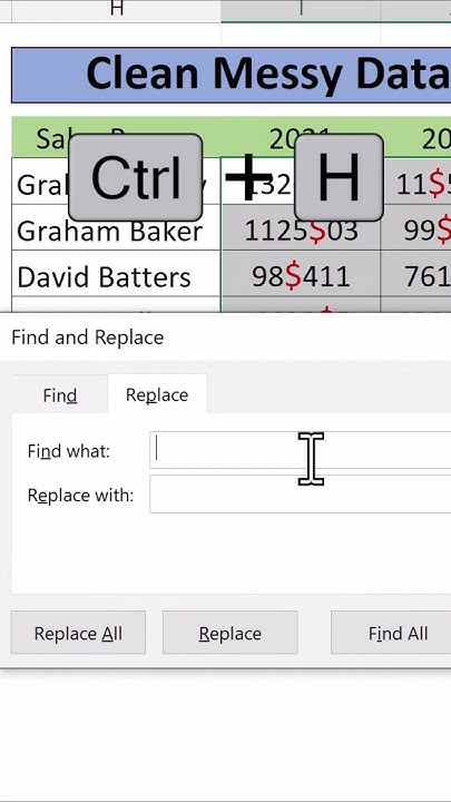 Clean Messy Data Part 10 - Find And Replace Dialogue box | Excel Tips and tricks | #shorts - YouTube