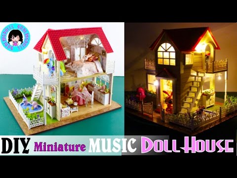 DIY Miniature Music dollhouse Model Kit w. Furniture LED - Princess Cottage #diy