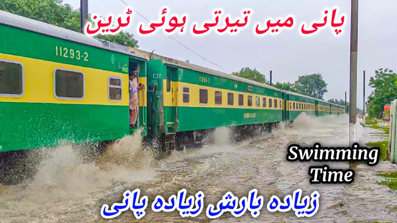 Passenger Trains Floating in Extreme Rain Water - Epic Scene *Train ha ...