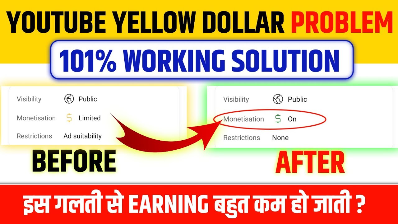 Youtube Yellow Dollar Sign Solutions | Youtube Yellow Dollar Kya Hota ...