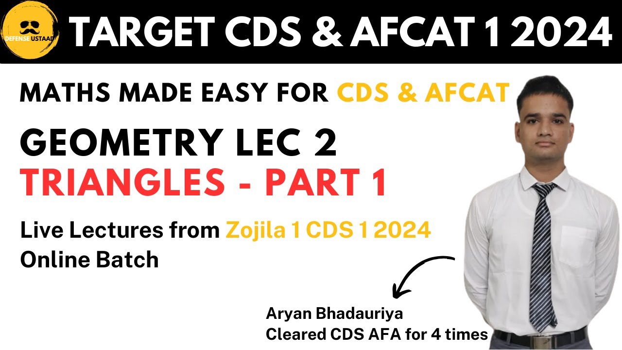 Triangles Part 1 | Geometry Lecture 2 | Target CDS & AFCAT 1 2024 - YouTube
