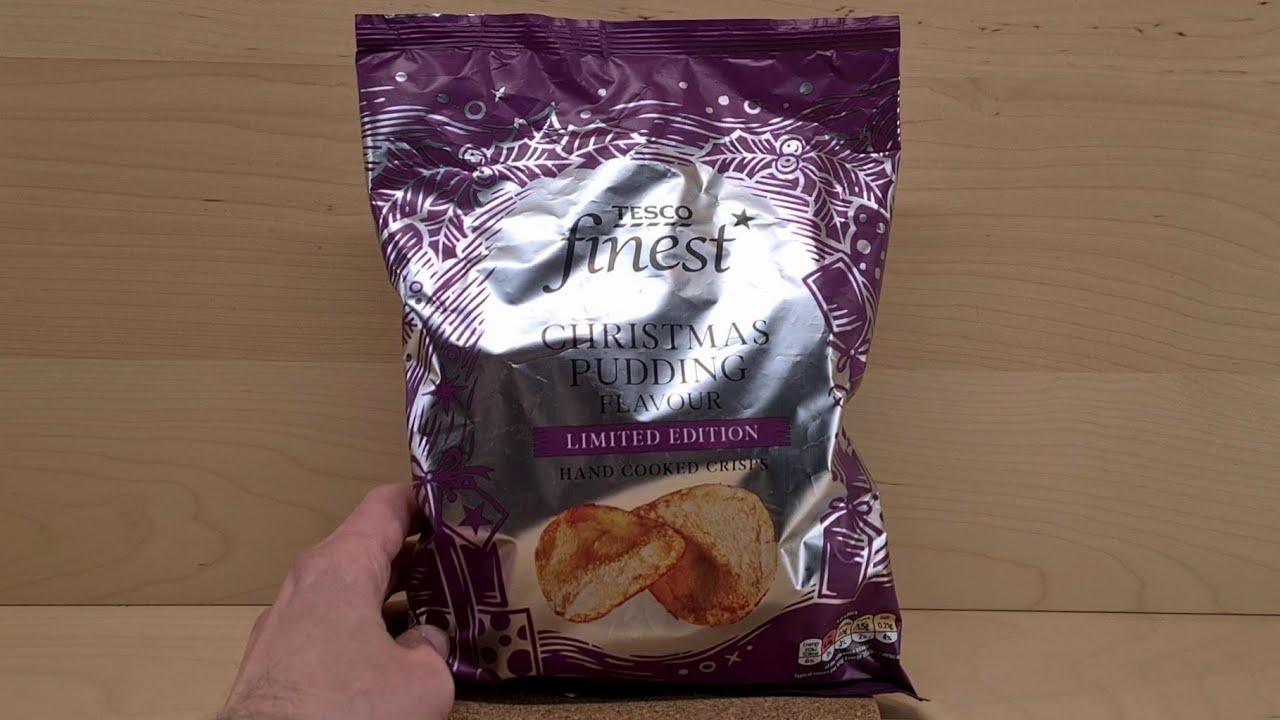 Tesco Finest Christmas Pudding Flavour Crisps - Random Reviews - YouTube