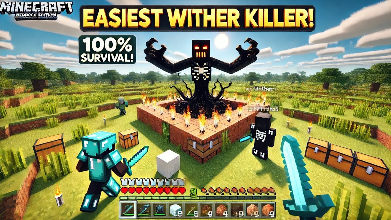 THE EASIEST WAY TO KILL THE WITHER!!(100% SURVIVAL) In Minecraft ...
