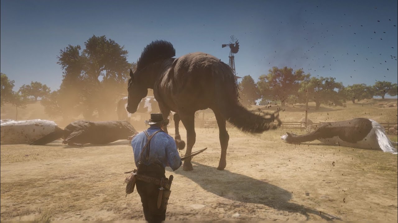 RDR2 - Hunting giant horses in a ranch - YouTube