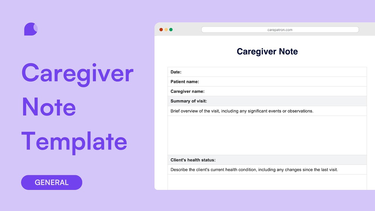 Caregiver note template - YouTube