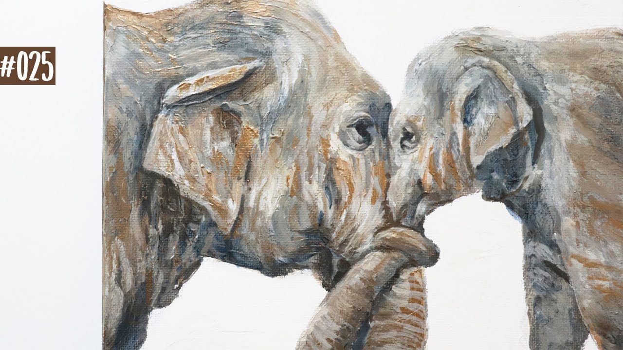 How to Paint Elephants with Acrylic and Modeling Paste / Art Tutorial ...