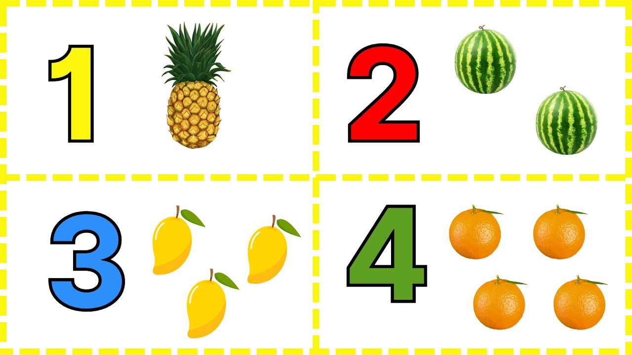 Learn 1 to 10 Numbers & Fruit Names | 123 Number Names | 1234 Counting ...