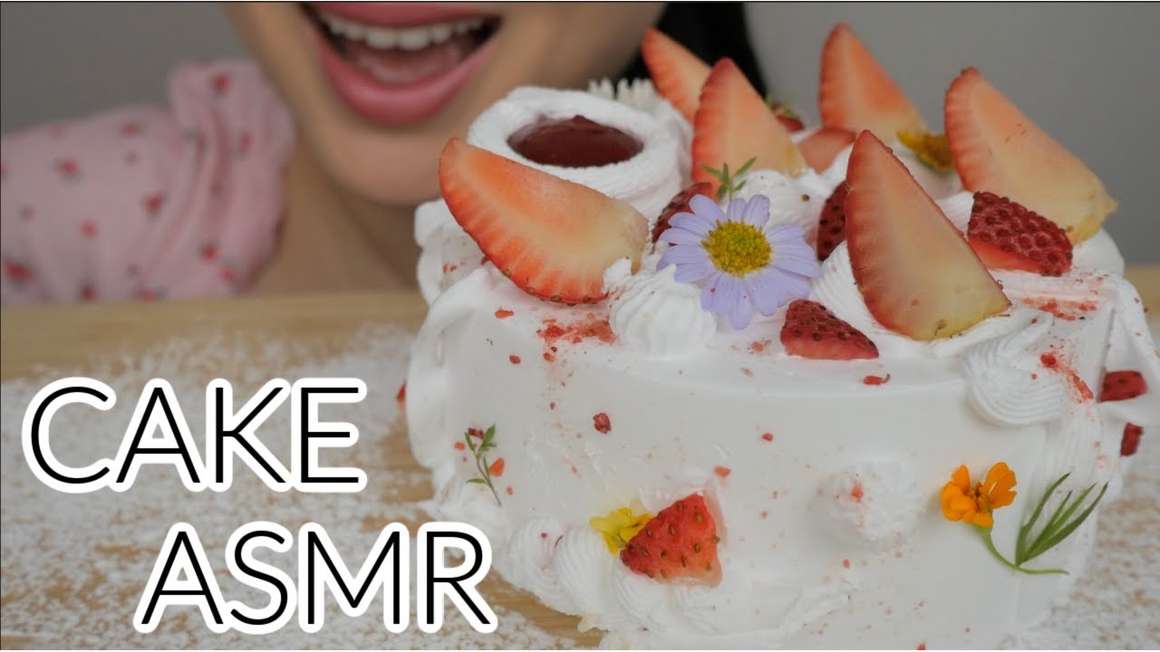 The prettiest CAKE! ASMR Soft Light Relaxing Eating Sound | N.E Let's ...