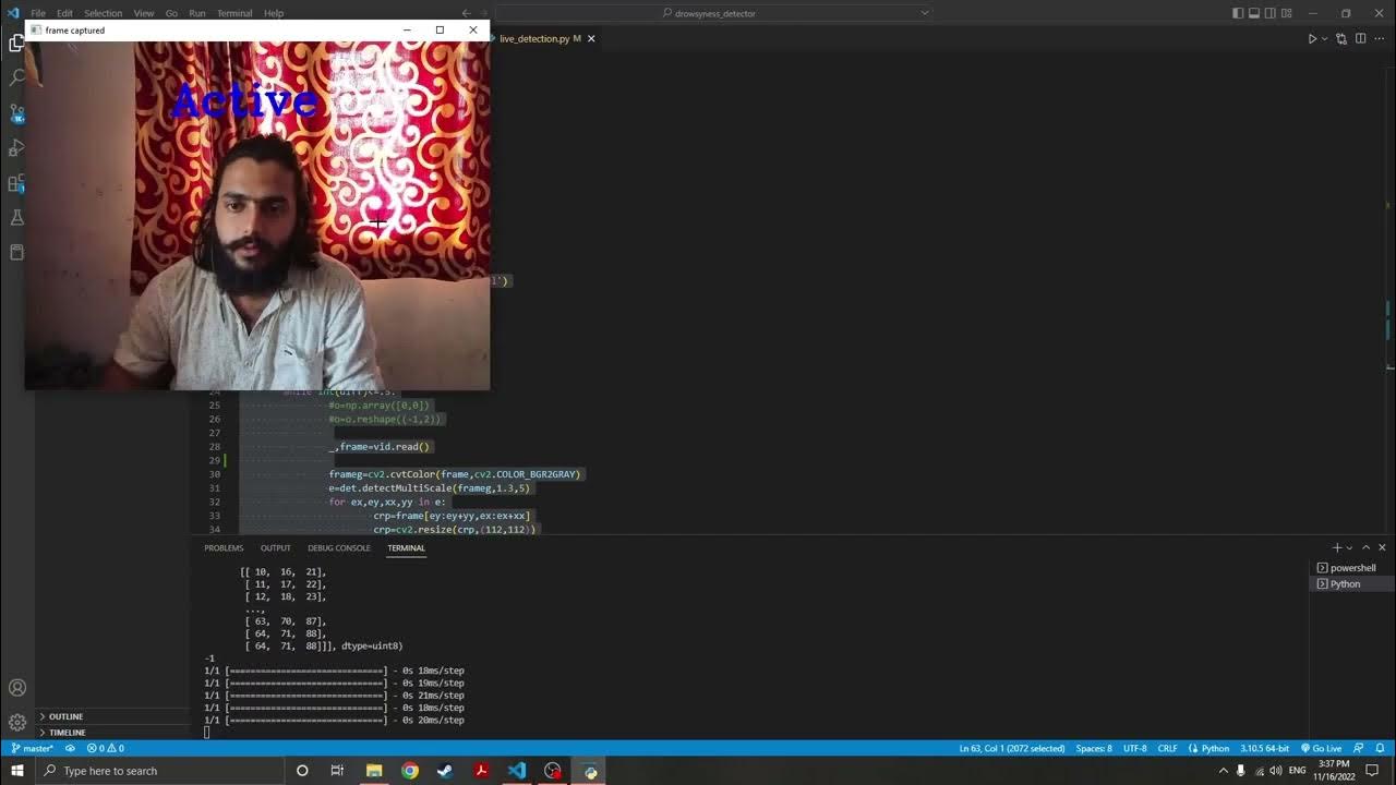 Drowsiness Detection using opencv and Deep Learning - YouTube