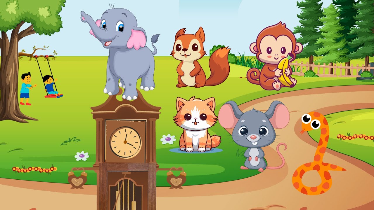 Hickory Dickory Dock | Mouse Snake Squirrel Cat Monkey Elephant | BaBylov SonG, Nursery Rhymes ...